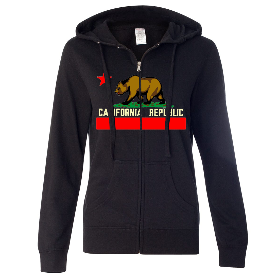California State Flag Borderless Ladies Lightweight Fitted Zip-Up Hood ...