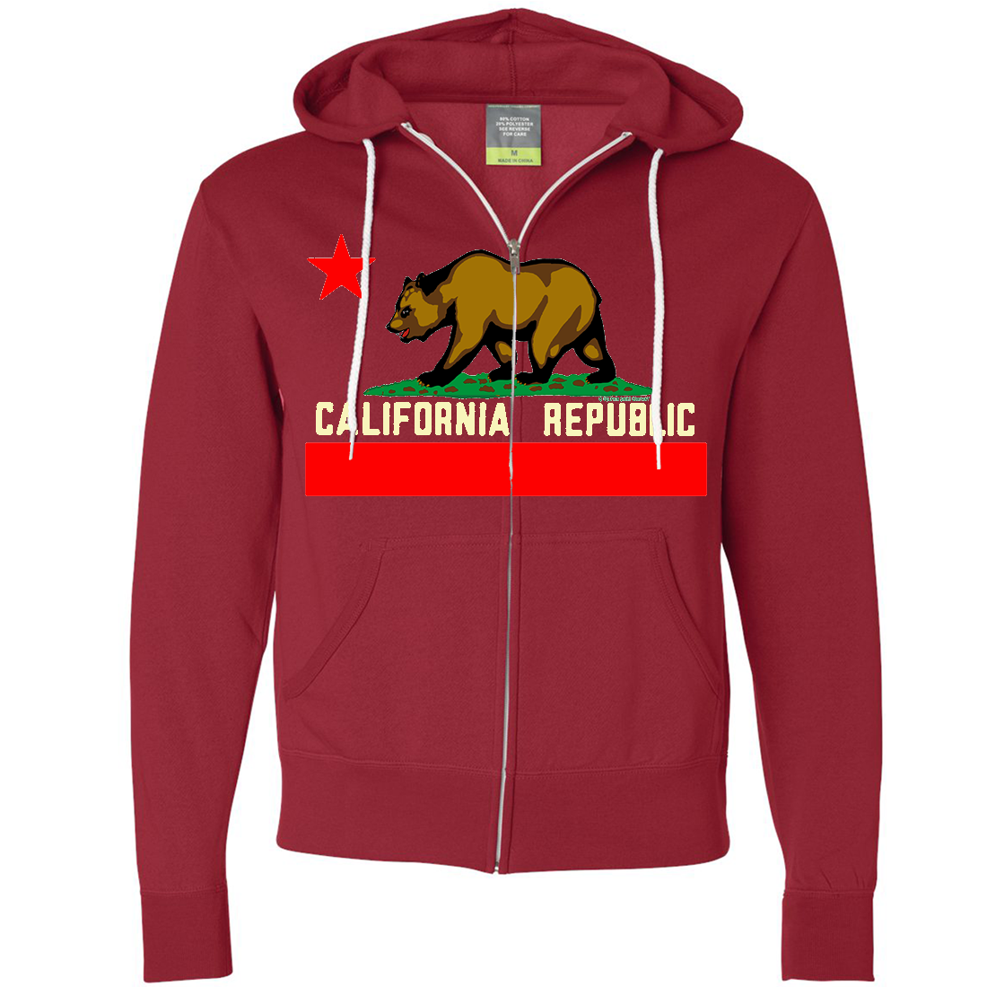 California State Flag Borderless Zip-Up Hoodie - California Republic ...
