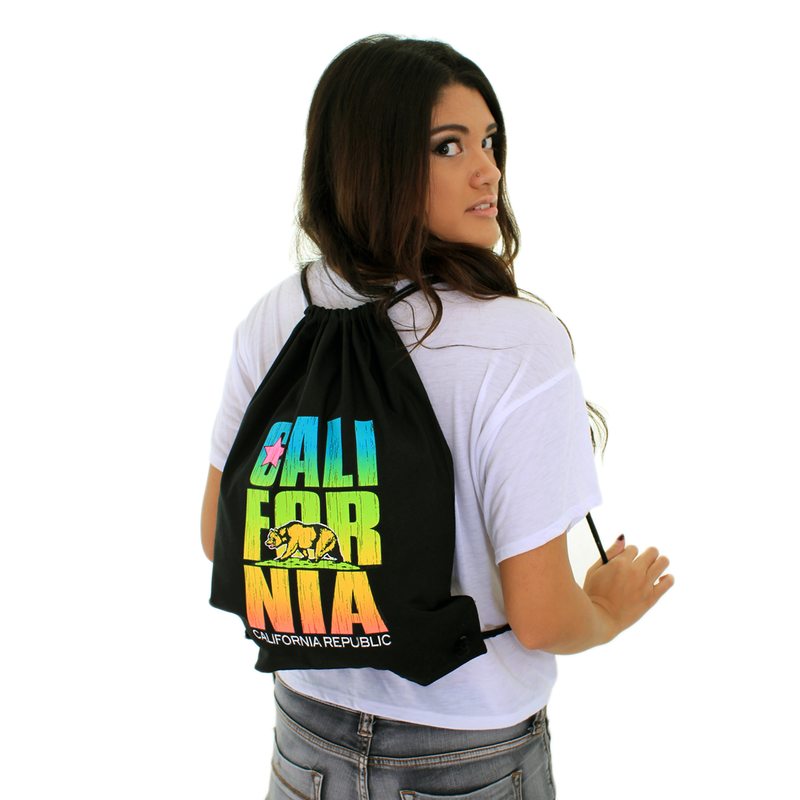 California Republic Neon Retro Cotton Canvas Drawstring Backpack ...