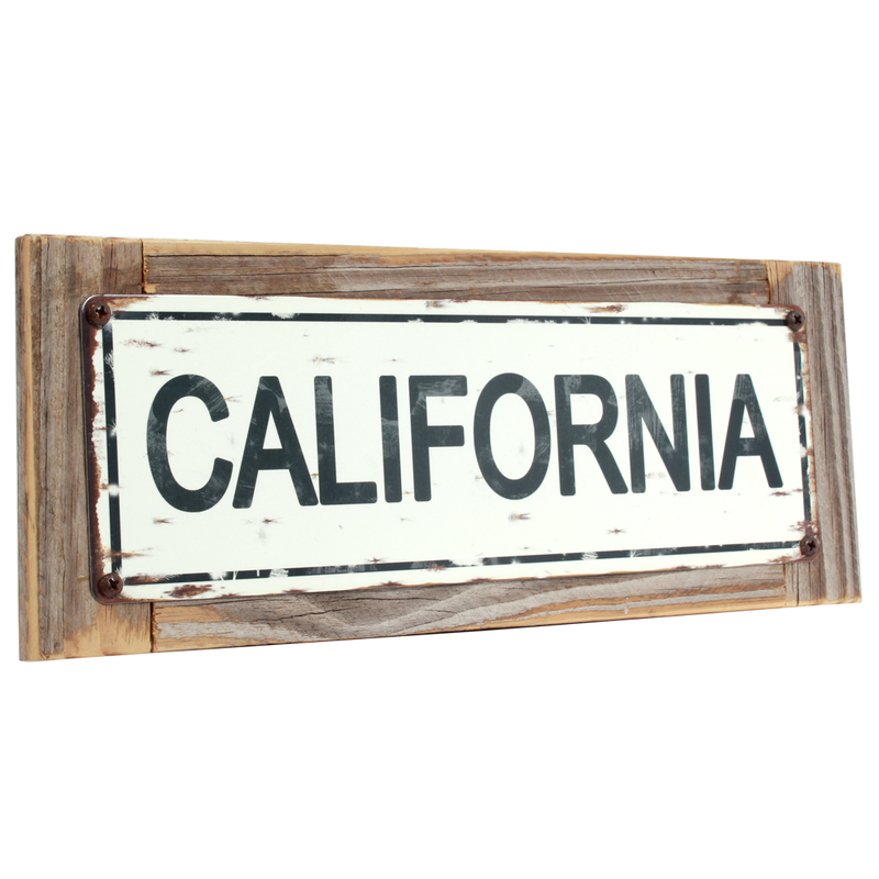 California Rustic Wood and Metal California Destination Sign ...