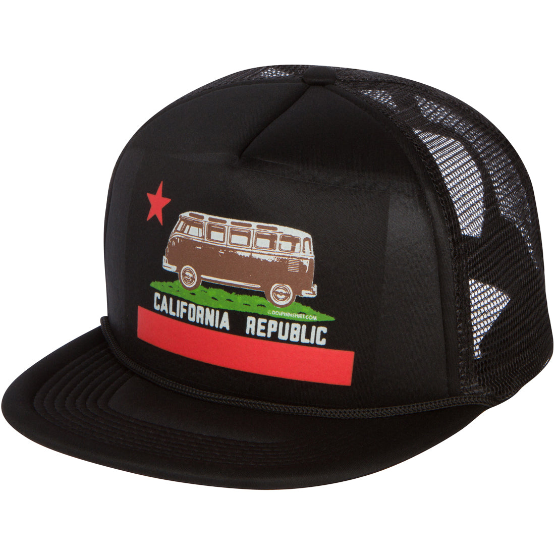 California Republic Vintage Van Snapback Mesh Truckers Cap - Black One ...