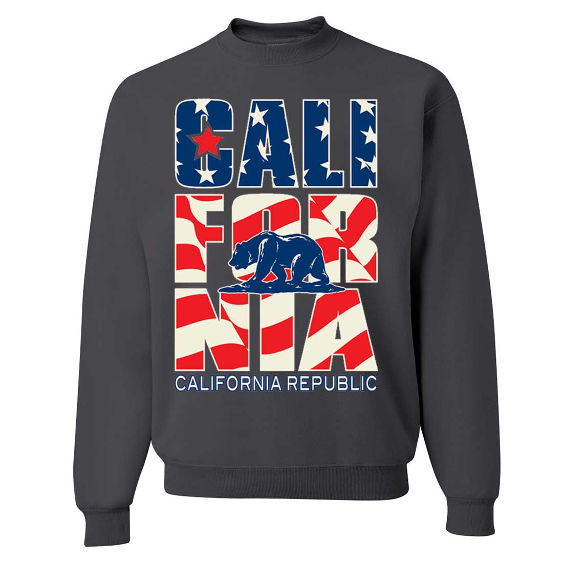 California Republic USA Flag Crewneck Sweatshirt - California Republic ...
