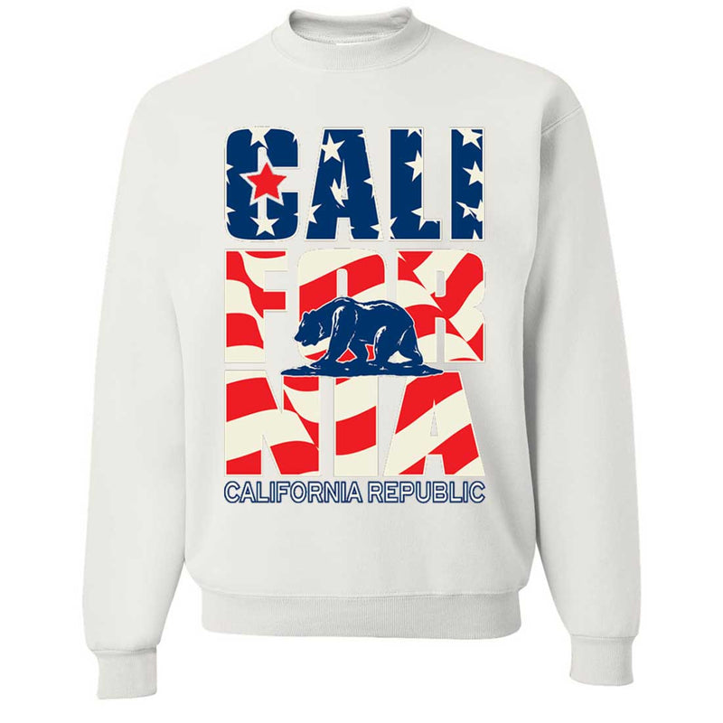 California Republic USA Flag Crewneck Sweatshirt - California Republic ...
