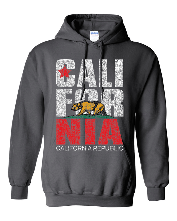 California Flag Retro Bold Text Sweatshirt Hoodie - California Republic ...