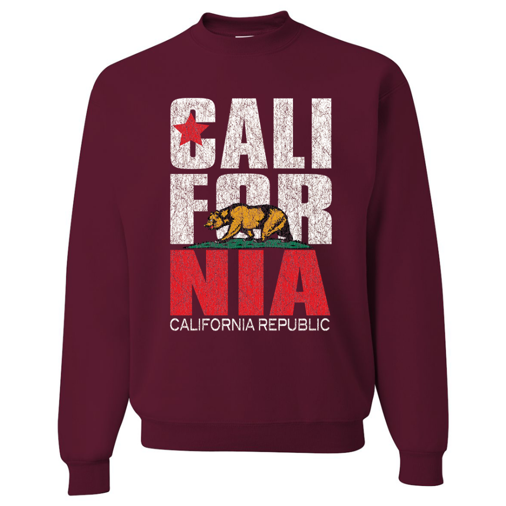 California Vintage Retro Bold Asst Colors Crewneck Sweater - California ...