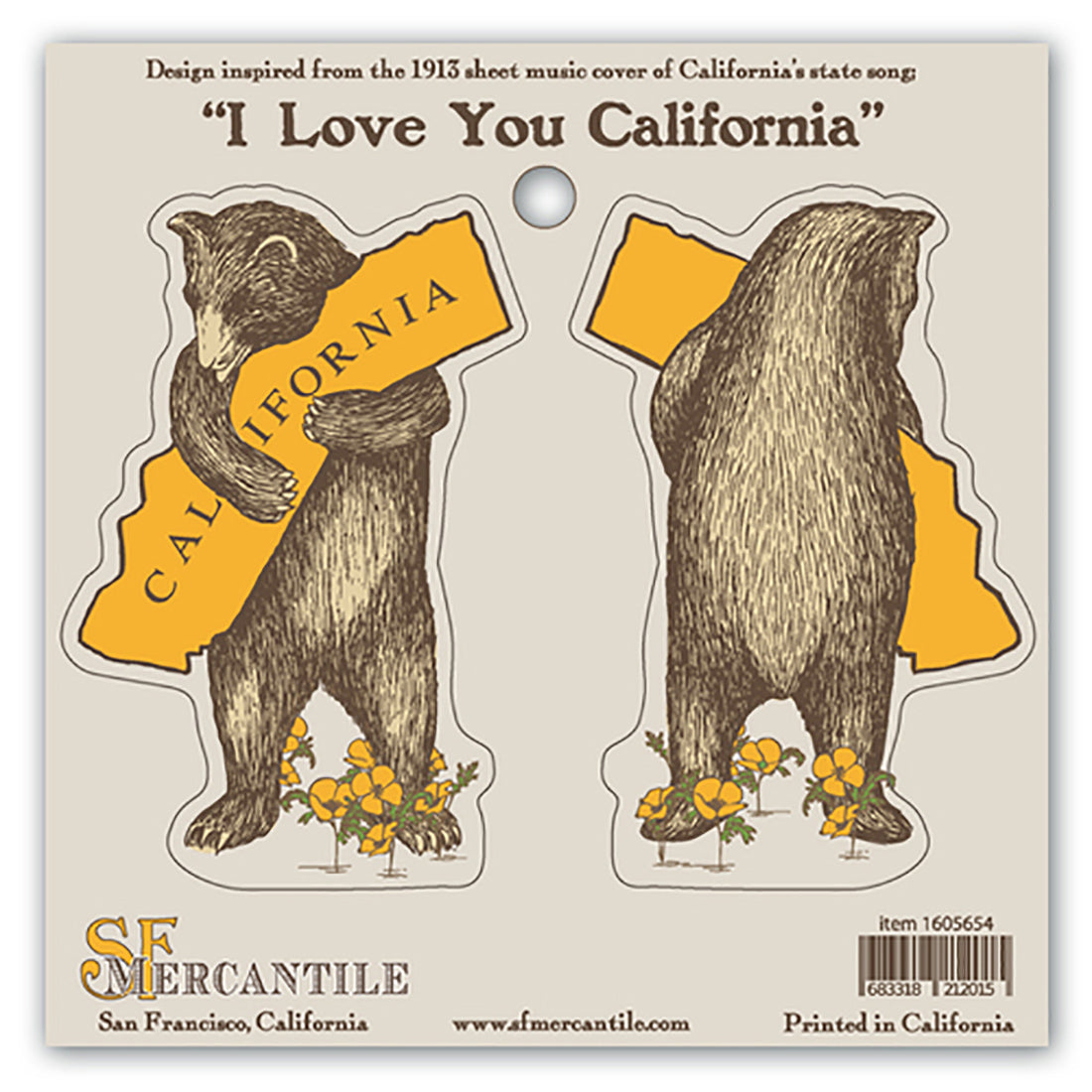California Bear Hug Vinyl Sticker Set - California Republic Clothes
