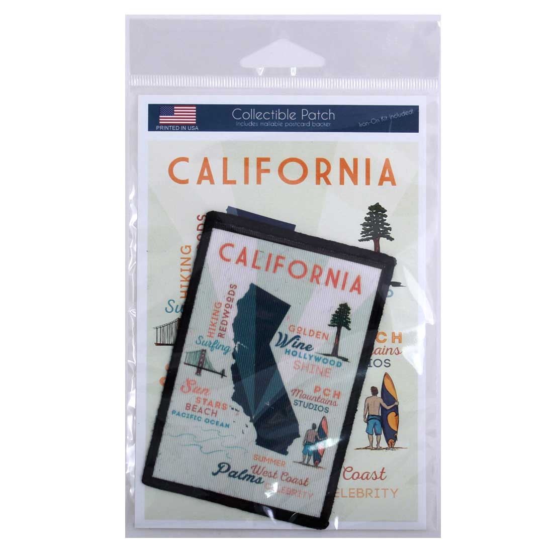 California State Map and Icons Collectible Iron On Patch - California ...